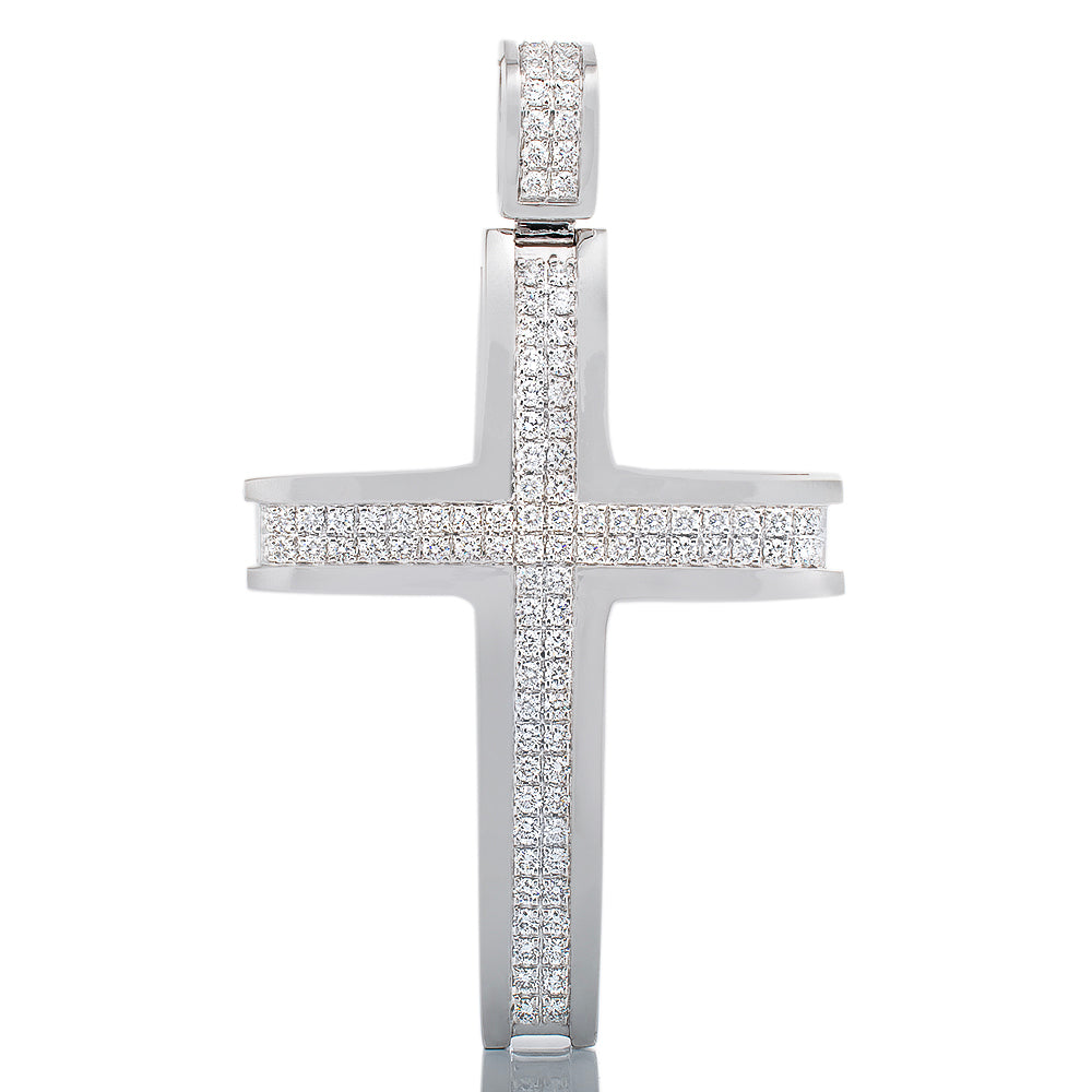 LAB PENDANT GW 10K 1.50CTW TWO ROW PAVE SET CROSS WITH HP EDGES – Ryan ...